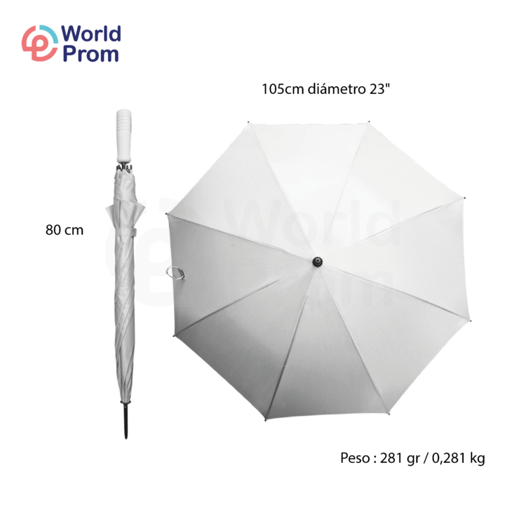 Paraguas 23 " / Mango Eva - Blanco | Worldprom