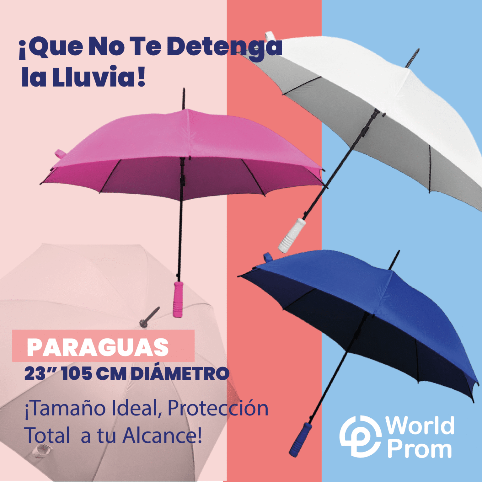 Paraguas 23 " / Mango Eva - Blanco | Worldprom