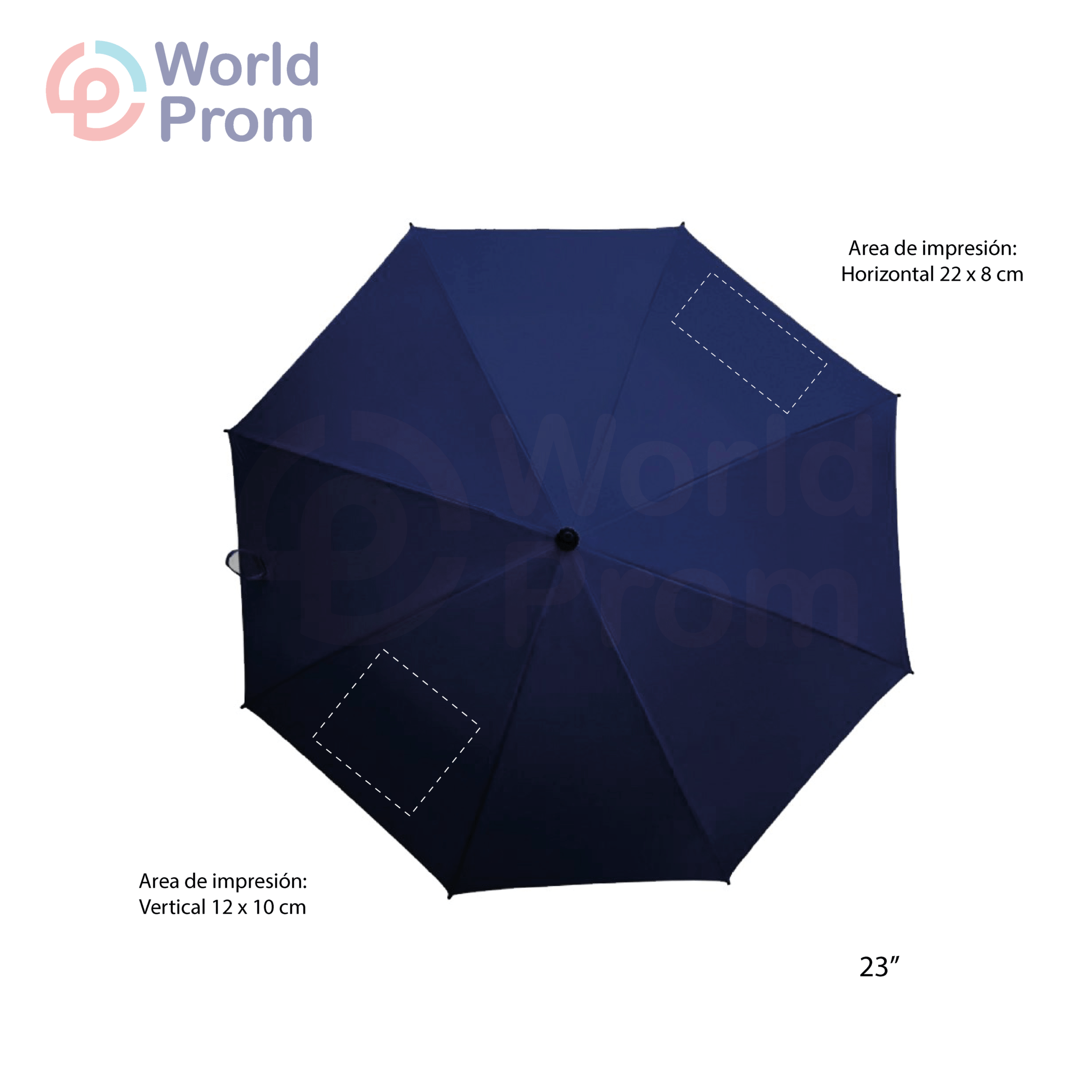 Paraguas 23 " / Mango Eva - Azul Oscuro | Worldprom